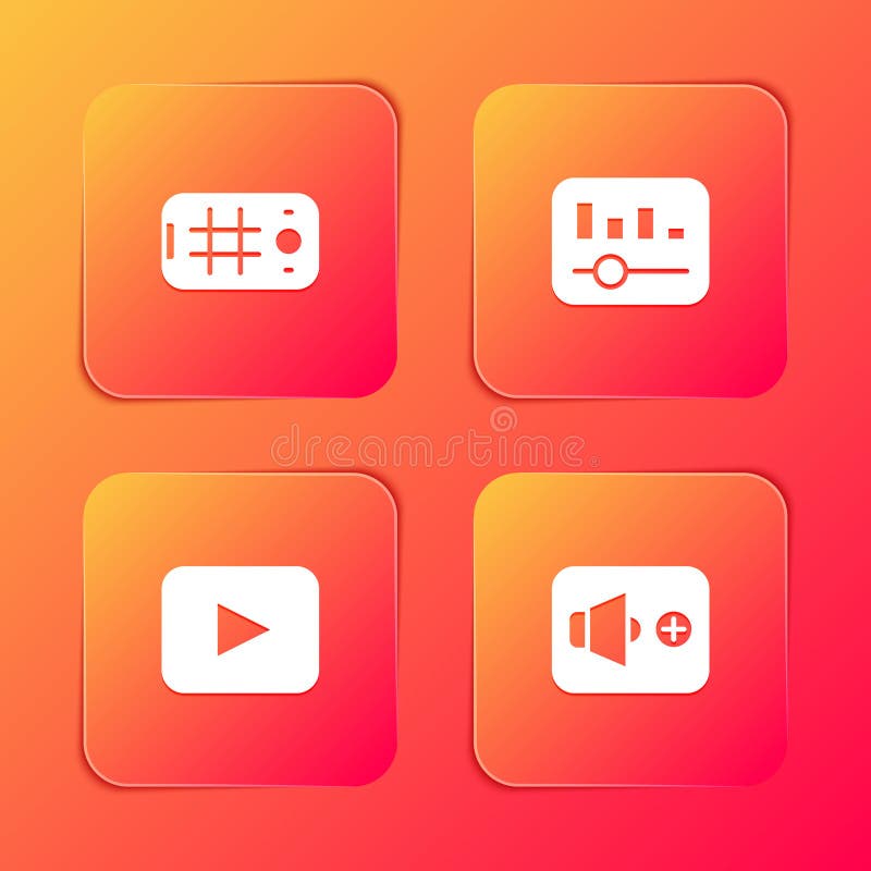 Set Selfie on Mobile, Music Equalizer, Play Button and Speaker Volume Icon. Vector Stock Vector ...