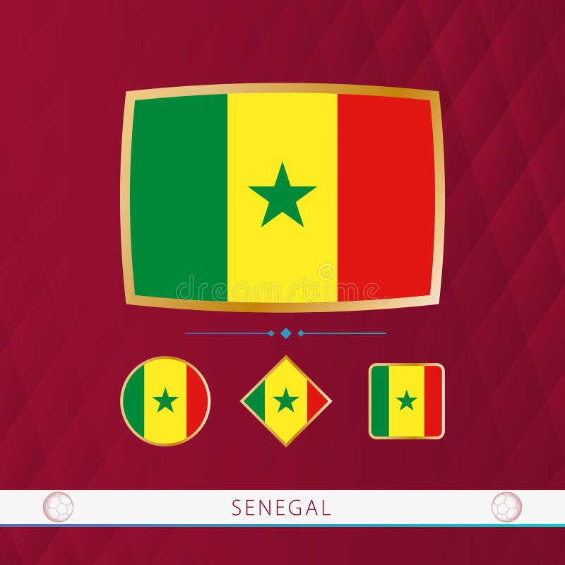 Set of Senegal Flags with Gold Frame for Use at Sporting Events on a ...