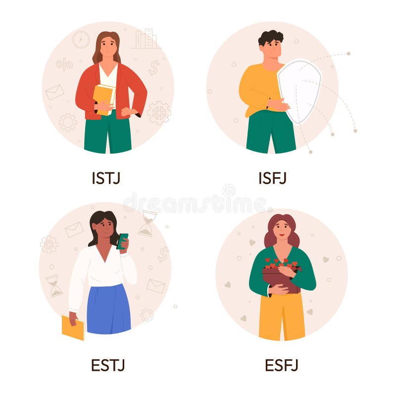 Set of Sentinels MBTI Person Types. Socionics Mbti. Personality Test ...