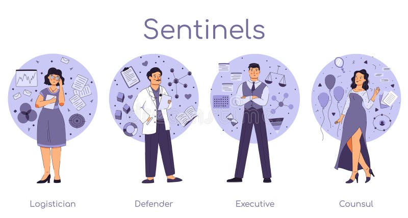 Set of Sentinels Socionics MBTI Person Types Stock Vector ...