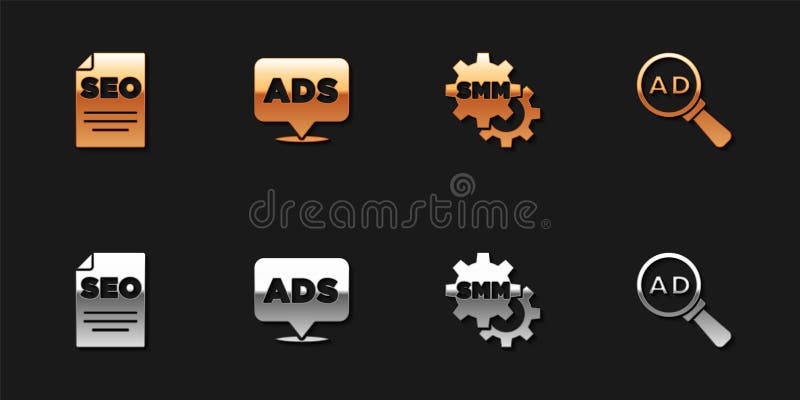 Set SEO Optimization, Advertising, Social Media Marketing and Icon ...