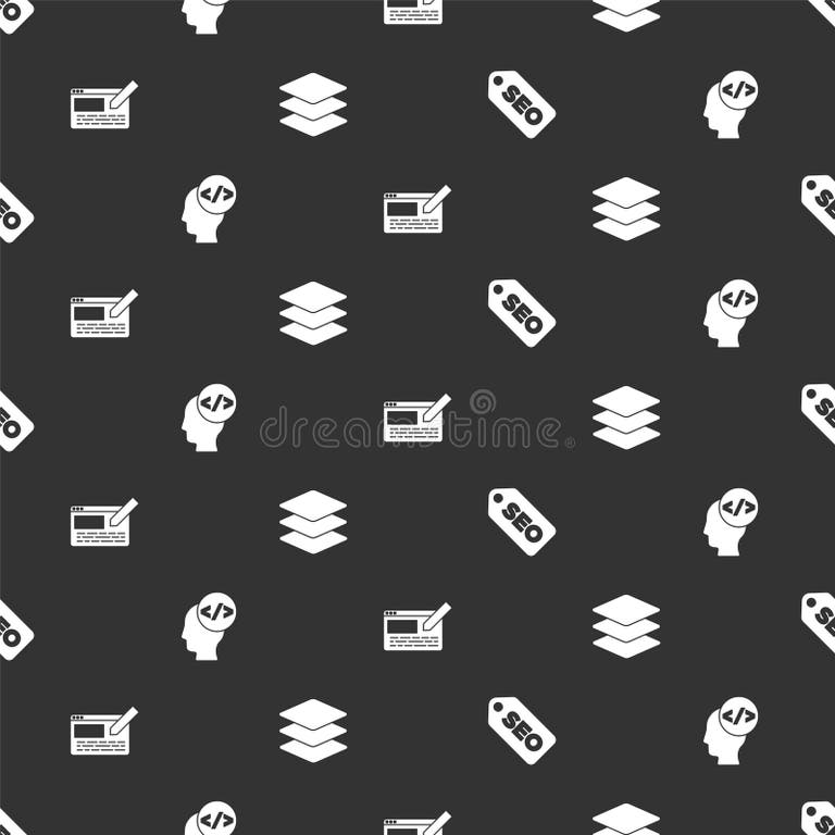 Set SEO Optimization, Front End Development, UI or UX Design and Layers on Seamless Pattern ...
