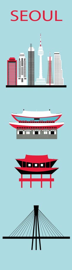 Set of Seoul symbols. stock vector. Illustration of calligraphy - 76844304