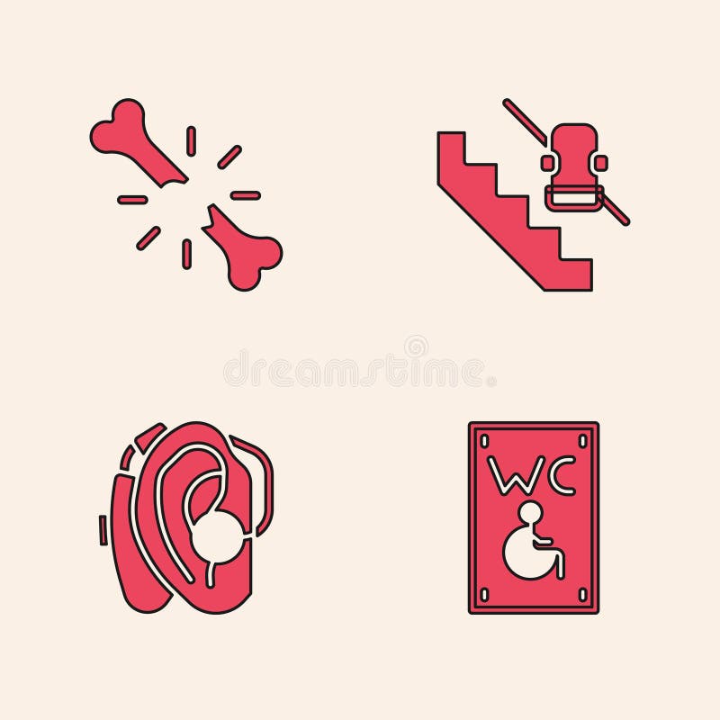 Set Separated Toilet for Disabled, Human Broken Bone, Disabled Elevator ...