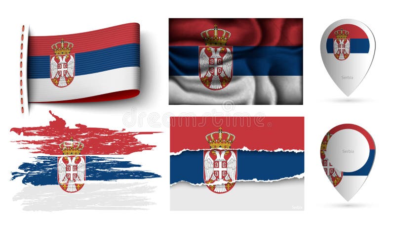Set of Serbia Flags Collection Isolated Stock Illustration ...