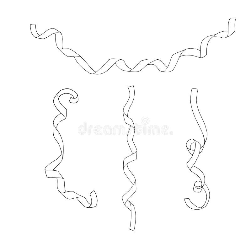 Set of Serpentine Ribbons. Hand Drawn Vector Image Stock Vector ...