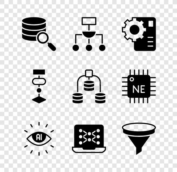 Set Server, Algorithm, Neural Network, Artificial Intelligence AI, Funnel Filter, and Data Icon ...
