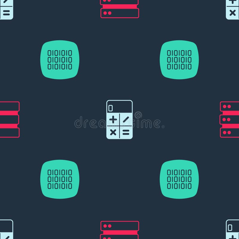 Set Server Calculator And Binary Code On Seamless Pattern Vector Stock Vector Illustration 7249