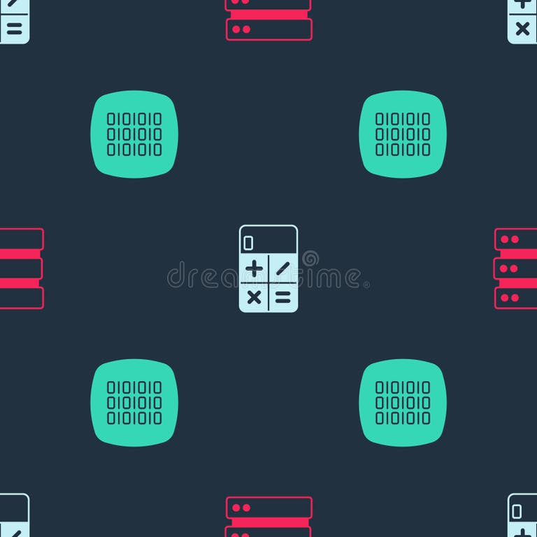 Set Server, Calculator and Binary Code on Seamless Pattern. Vector Stock Vector - Illustration ...