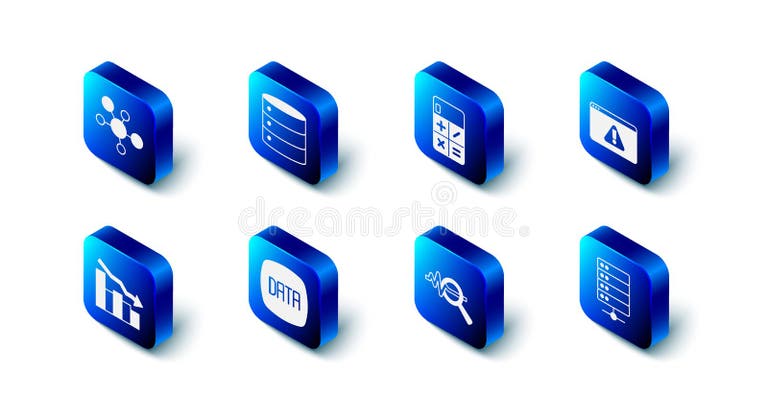 Set Server, Calculator, Browser with Exclamation Mark, Search Data Analysis, Data, Financial ...