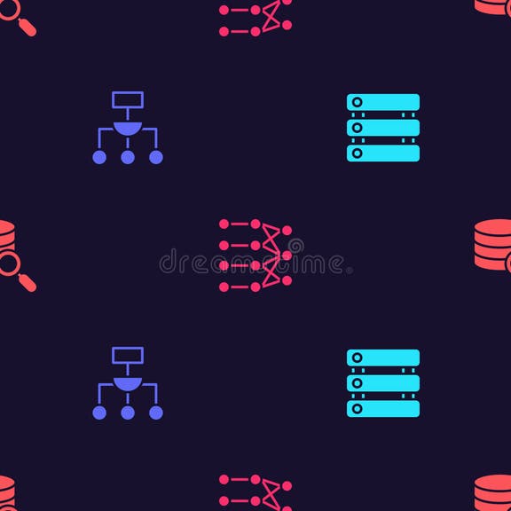 Set Server, Data, Algorithm, Neural Network and on Seamless Pattern. Vector Stock Vector ...