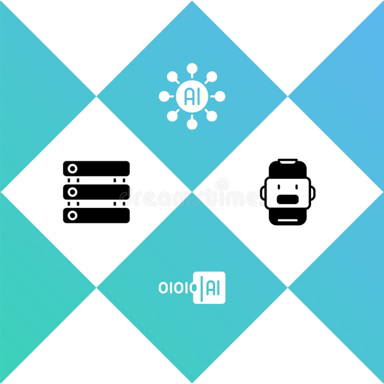 Set Server, Data, Binary Code, Neural Network and Chat Bot Icon. Vector Stock Vector ...