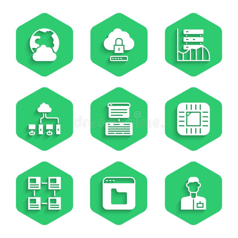 Set Server Data Web Hosting Browser Files Analyst Engineer Processor With Cpu Hierarchy