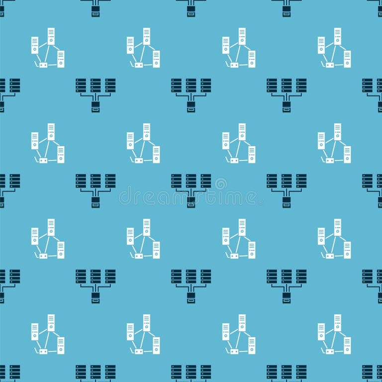 Set Server Data Web Hosting And Computer Network On Seamless Pattern Vector Stock Vector