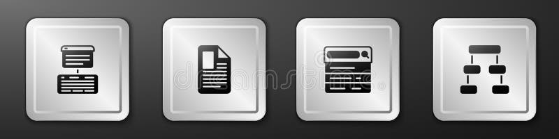 Set Server, Data, Web Hosting, File Document, Search Engine and Hierarchy Organogram Chart Icon ...