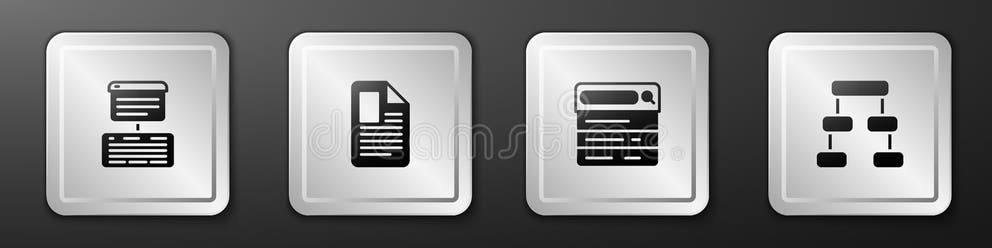 Set Server, Data, Web Hosting, File Document, Search Engine and Hierarchy Organogram Chart Icon ...