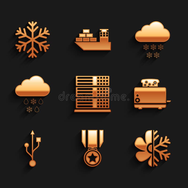 Set Server, Data, Web Hosting, Medal with Star, Air Conditioner ...