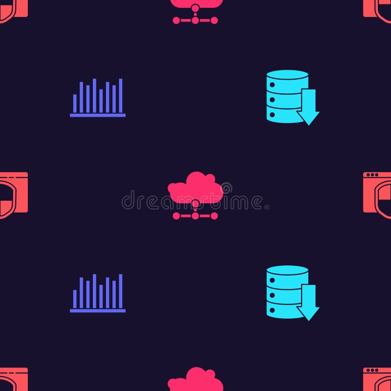 Set Server, Data, Web Hosting, Pie Chart Infographic, Network Cloud Connection and Browser with ...