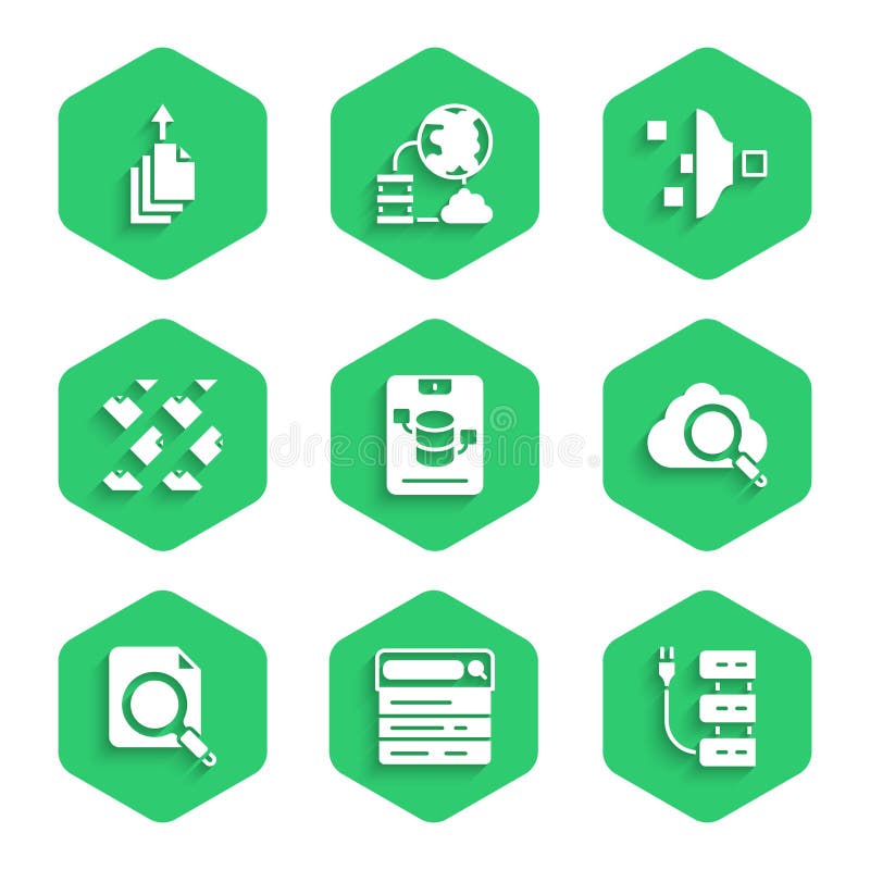 Set Server, Data, Web Hosting, Search Engine, Cloud Computing, Concept with Folder, Stream ...