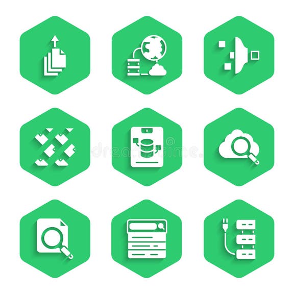 Set Server, Data, Web Hosting, Search Engine, Cloud Computing, Concept with Folder, Stream ...