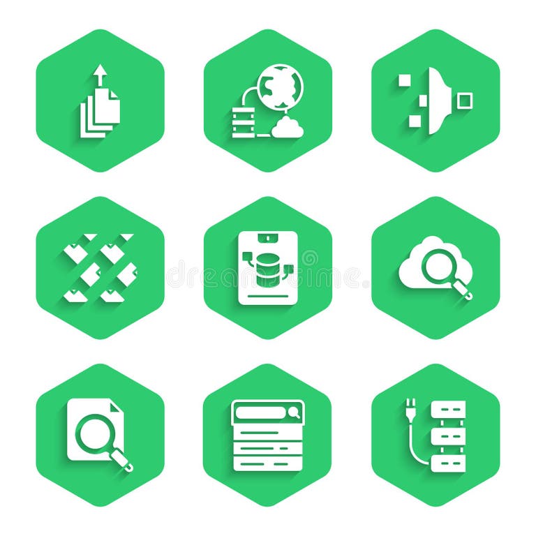 Set Server, Data, Web Hosting, Search Engine, Cloud Computing, Concept with Folder, Stream ...