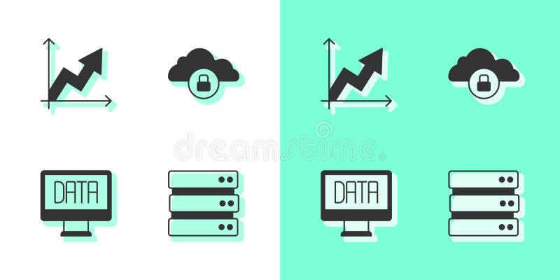 Set Cloud Computing Lock, Sales Funnel with Chart, Binary Code, Server, Mind Map Infographic ...