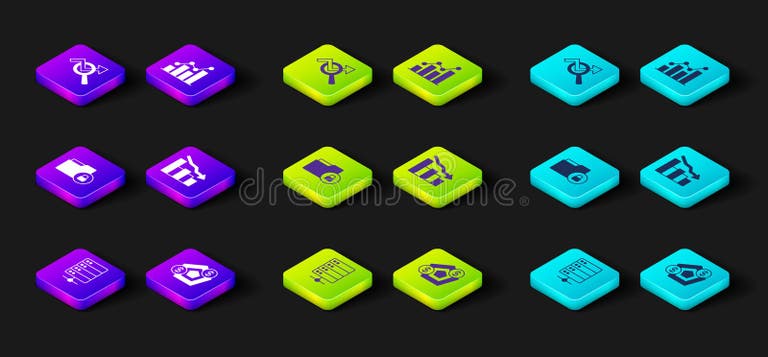 Set Server, Financial Growth, Folder and Lock, Decrease, Pie Chart Infographic and Search Data ...