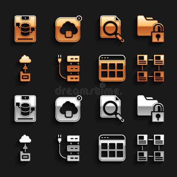 Set Server, Folder and Lock, Hierarchy Organogram Chart, Browser Files, Cloud Technology Data ...