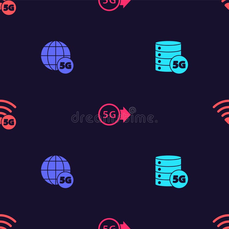 Set Server 5G Network, , and on Seamless Pattern. Vector Stock Vector ...
