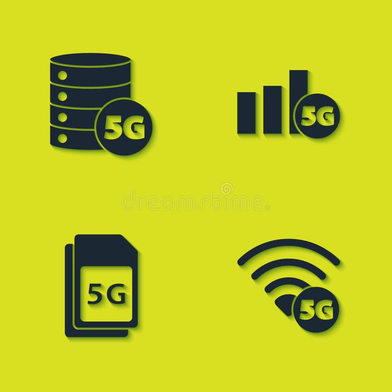 Set Server 5G Network, , Sim Card and Icon. Vector Stock Vector ...