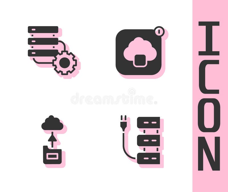 Set Server, and Gear, Cloud Technology Data Transfer and Icon. Vector Stock Vector ...