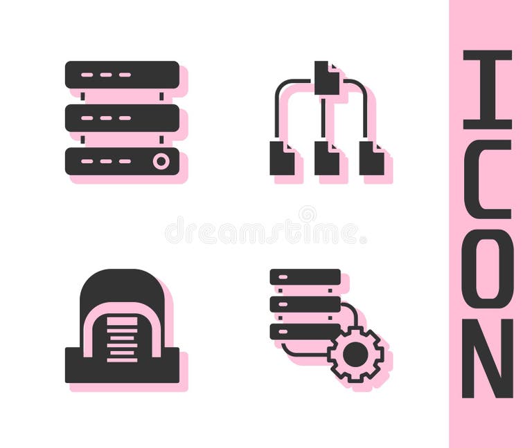 Set Server and Gear, Server, Data, Web Hosting, Hangar with Servers and ...