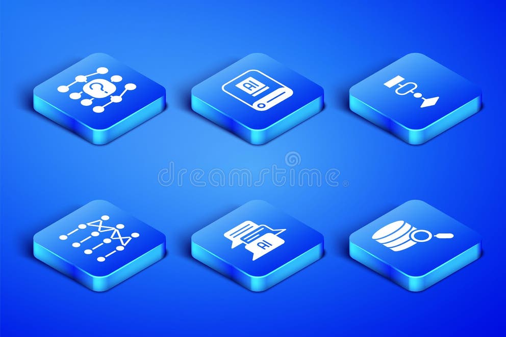 Set Server Neural Network Chat Bot Artificial Intelligence Ai And Algorithm Icon Vector