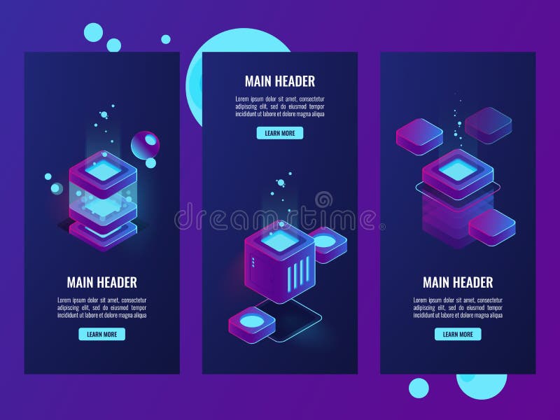 Set of Server Room and Digital Technology Banners, Server Room ...