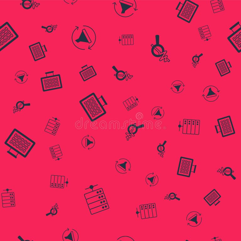 Set Server, Sales Funnel with Chart, Binary Code and Search Data Analysis on Seamless Pattern ...