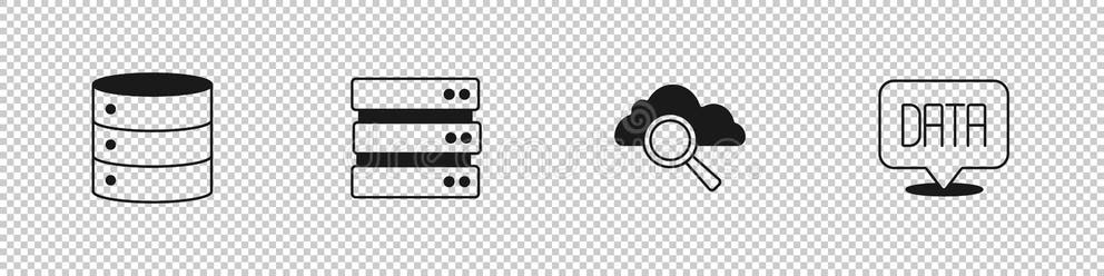 Set Server, Search Cloud Computing and Data Analysis Icon. Vector Stock Vector - Illustration of ...