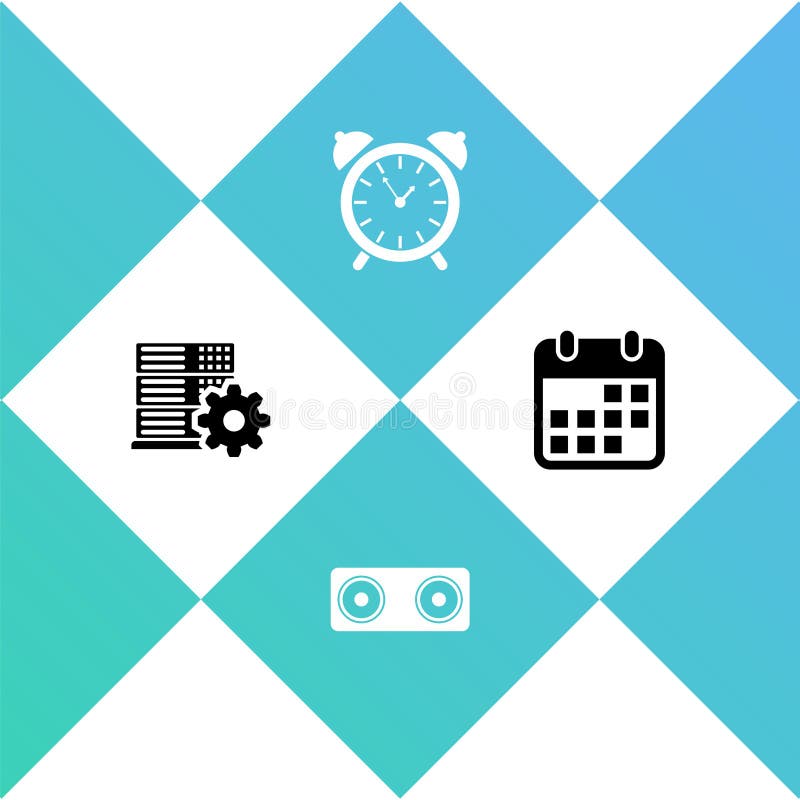 Set Server Setting, Stereo Speaker, Alarm Clock and Calendar Icon ...