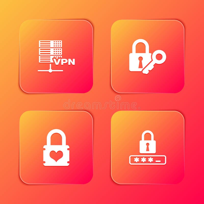 Set Server VPN, Lock and Key, Padlock with Heart and Password ...