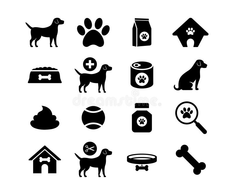 Set of Service Pet Related Vector Icons. Dogs Icon. Pet Accessory Icon ...