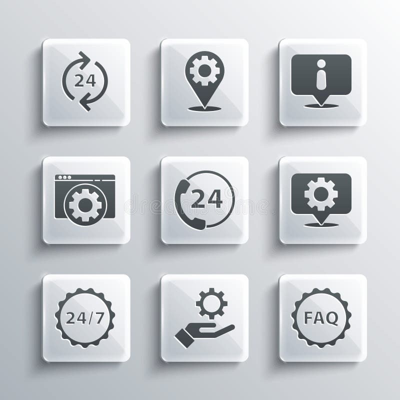 Set Settings in the Hand, Label with Text FAQ, Location Gear, Telephone ...