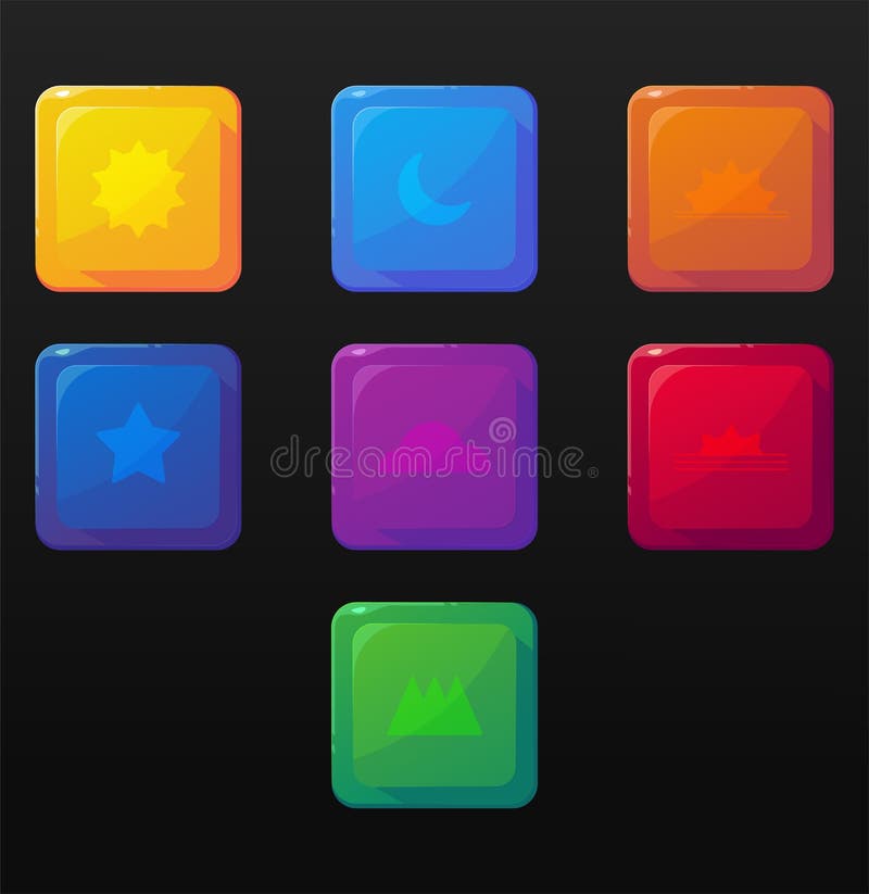 Set of Seven Elements with Squares for Game Design. Various Blocks with ...