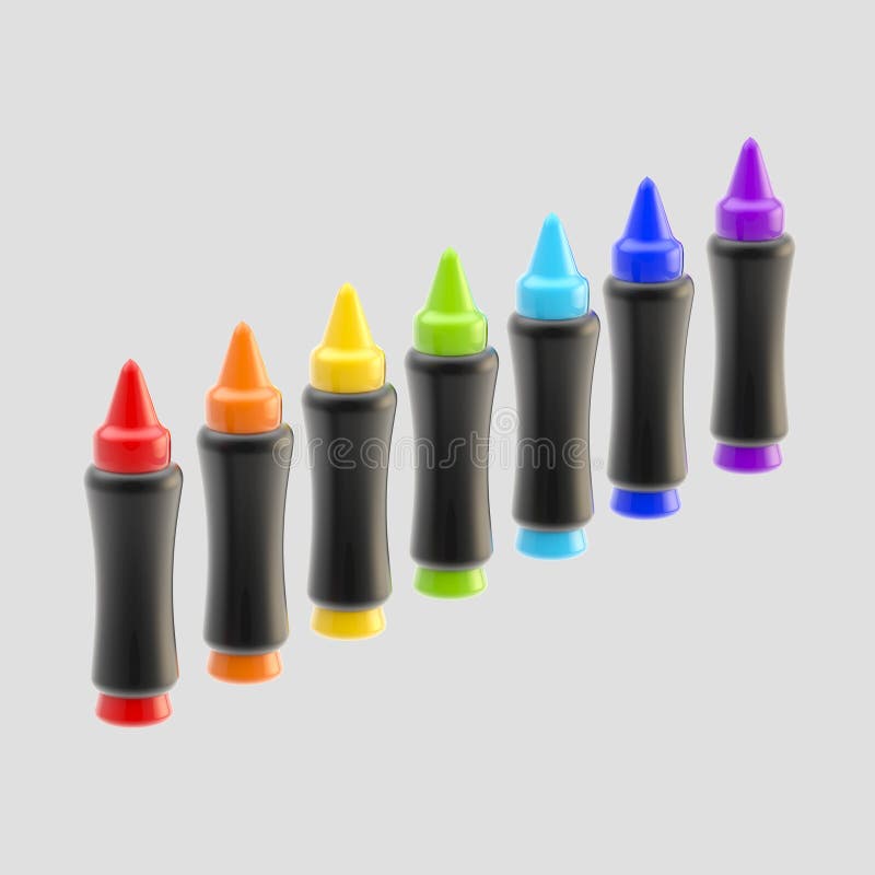 Set of Seven Rainbow Colored Wax Crayons Isolated Stock Illustration ...
