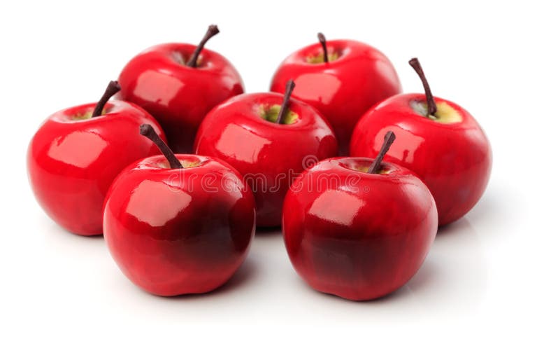 A Set of Seven Red Plastic Apples Stock Photo - Image of group, fresh ...