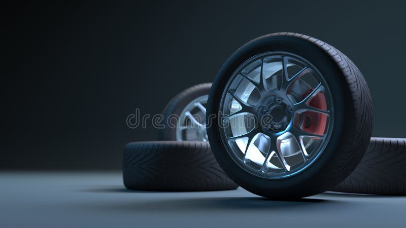 Set of Several Auto Wheels Side View Stock Illustration - Illustration ...