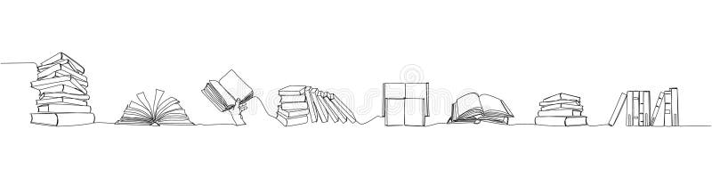 A Set of Several Books of Different Sizes, Angles One Line Art ...