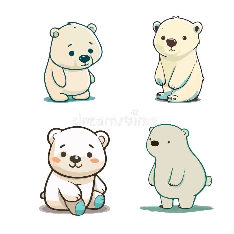 Set of Several Cartoon Polar Bear Cubs. for Your Design Stock Vector ...