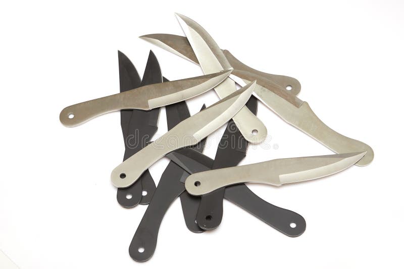 Set of Several Throwing Knives Isolated on White Background Stock Image ...