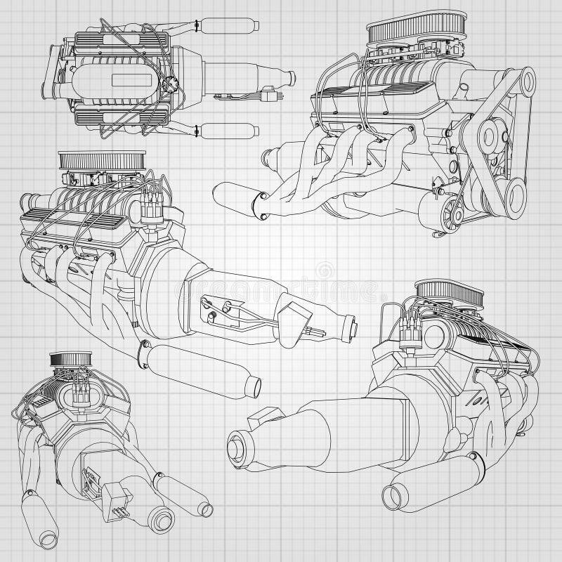 V8 Engine Drawing Stock Illustrations – 65 V8 Engine Drawing Stock ...