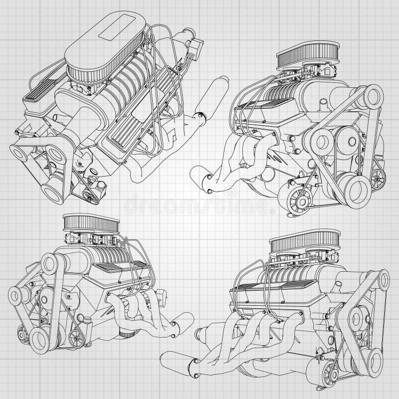 V8 Engine Sketch Stock Illustrations – 59 V8 Engine Sketch Stock ...
