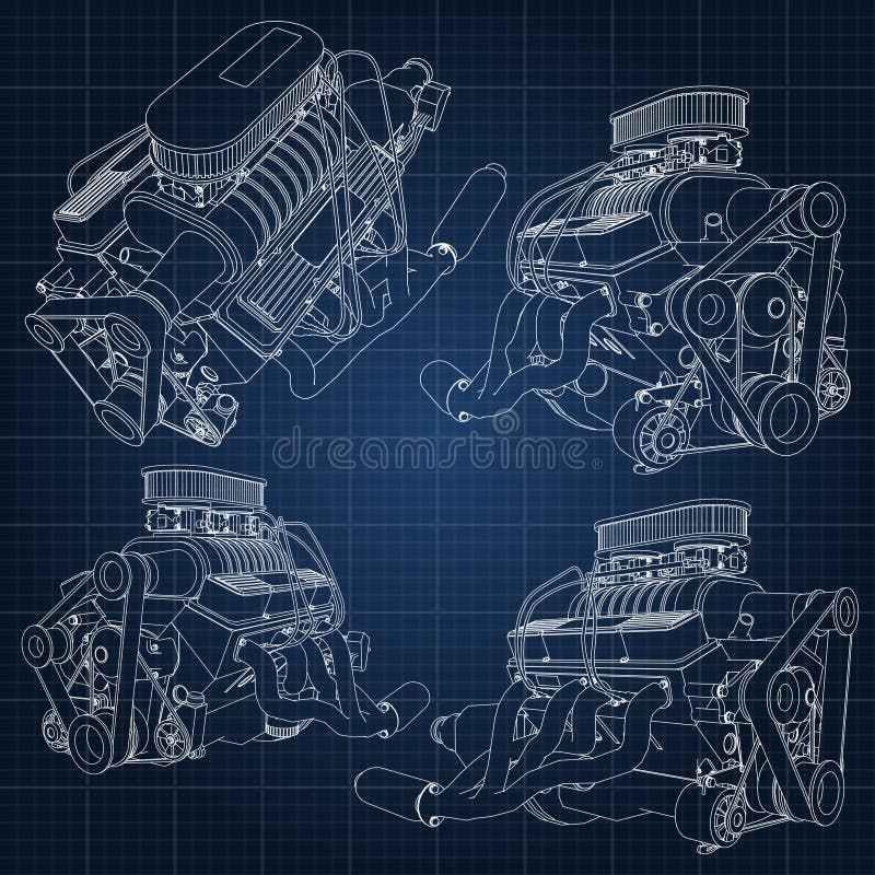 V8 Engine Blueprint Stock Illustrations – 59 V8 Engine Blueprint Stock ...
